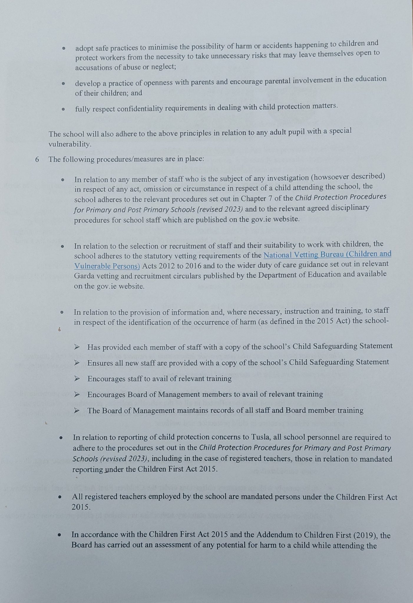 Child Safeguarding Statement – Scoil Bhríde Milltown